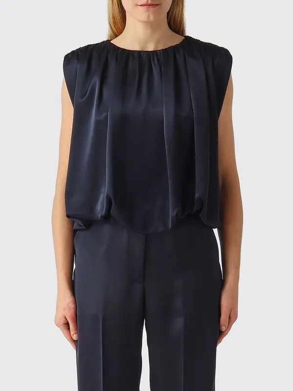 Liviana Conti Satin Sleeveless Crewneck Blouse