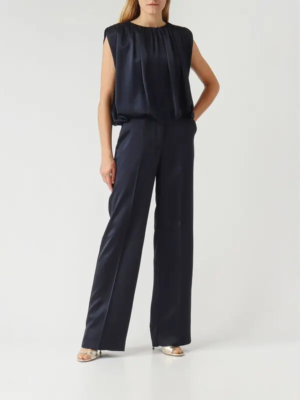 Liviana Conti Satin Sleeveless Crewneck Blouse