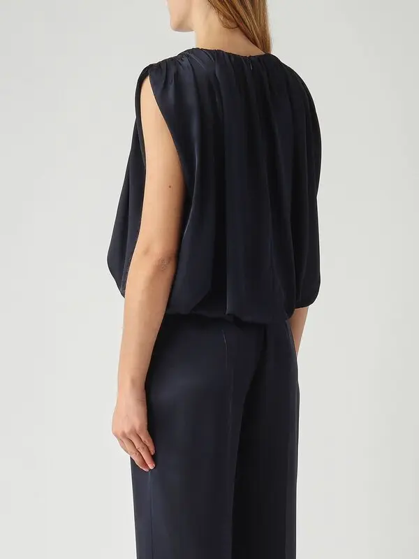 Liviana Conti Satin Sleeveless Crewneck Blouse