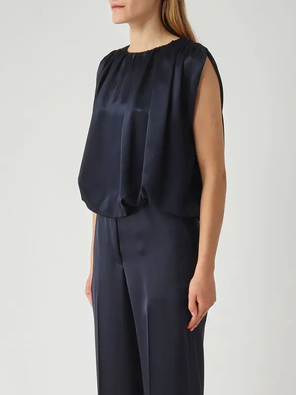 Liviana Conti Satin Sleeveless Crewneck Blouse