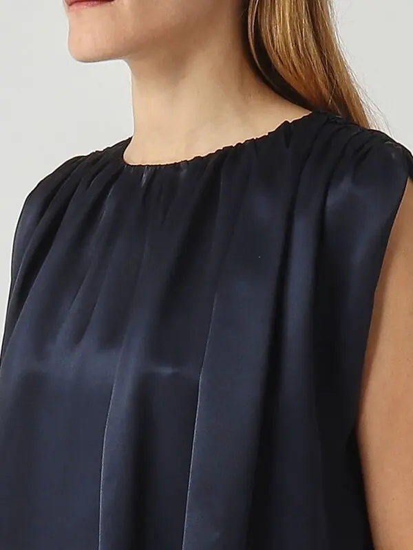 Liviana Conti Satin Sleeveless Crewneck Blouse