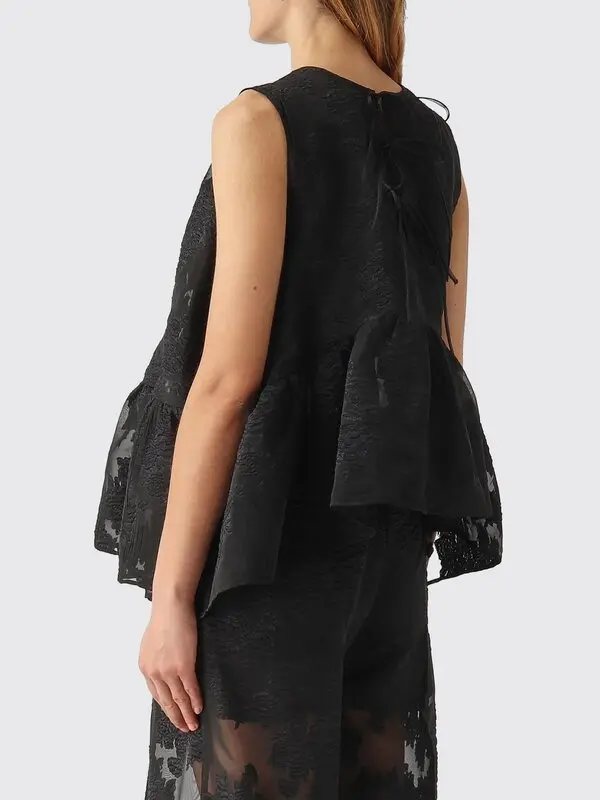 MEIMEIJ Sleeveless Embroidered Peplum Top - Black