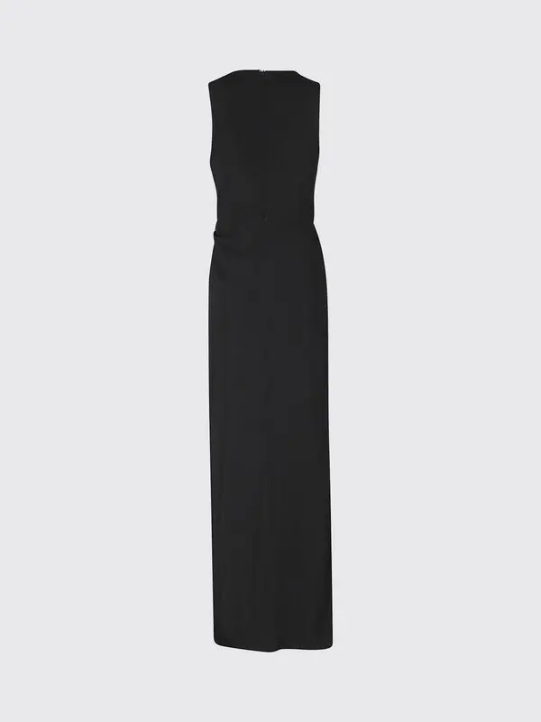 Sportmax Stretch Viscose Jersey Sheath Gown With Front Slit - Black