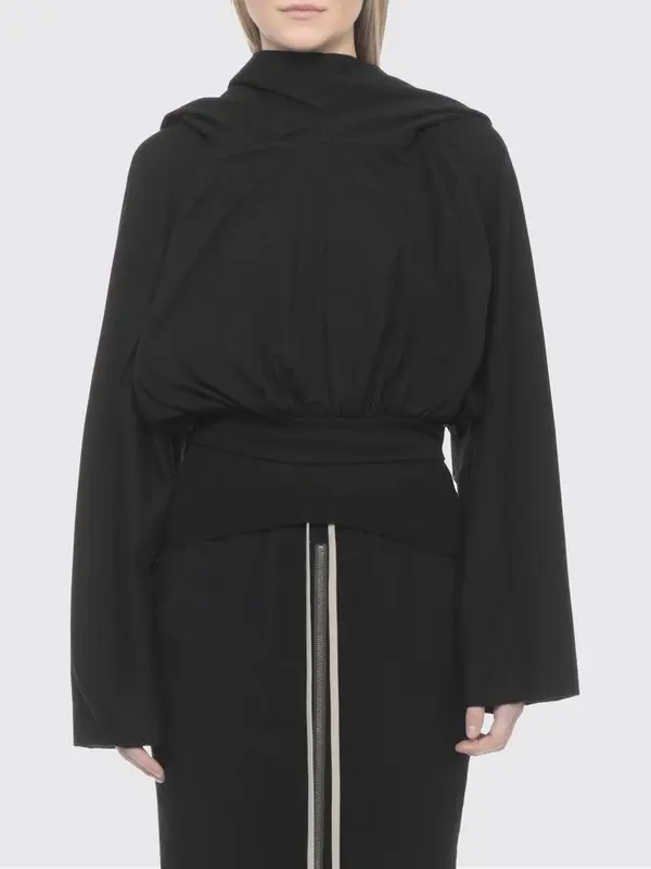 Rick Owens Cropped Cotton Hooded Sweatshirt - Black