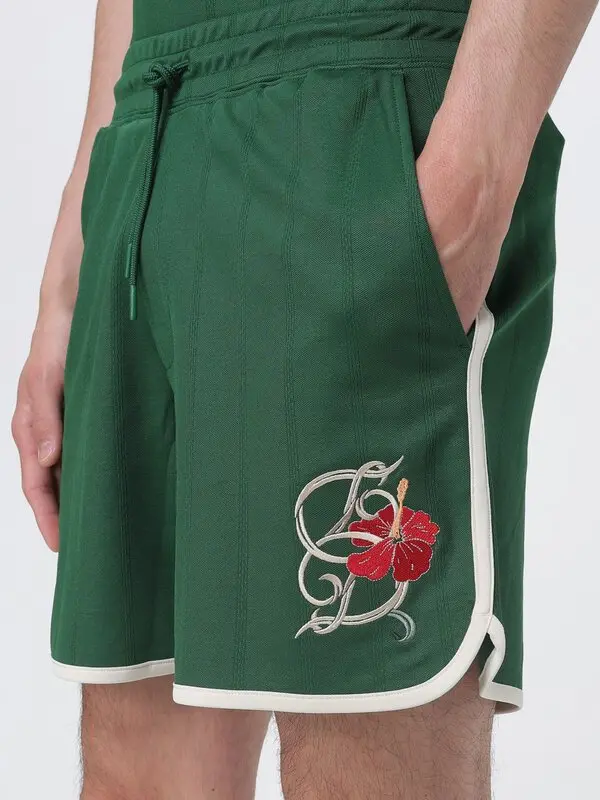 Drole De Monsieur Cotton Blend Shorts With Floral Embroidery