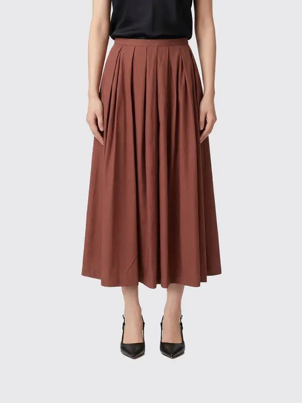 ROBERTO COLLINA Pleated Skirt - Brown
