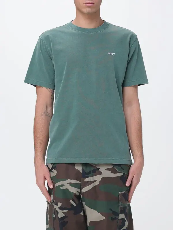 Obey Cotton T-shirt With Logo - Green