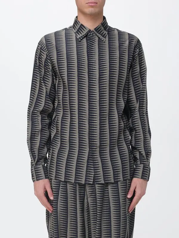 Emporio Armani Printed Lyocell Blend Casual Shirt - Blue