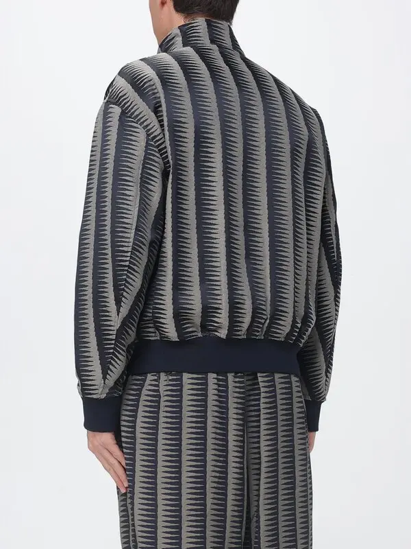 Emporio Armani Geometric Pattern Cotton Blend Bomber Jacket