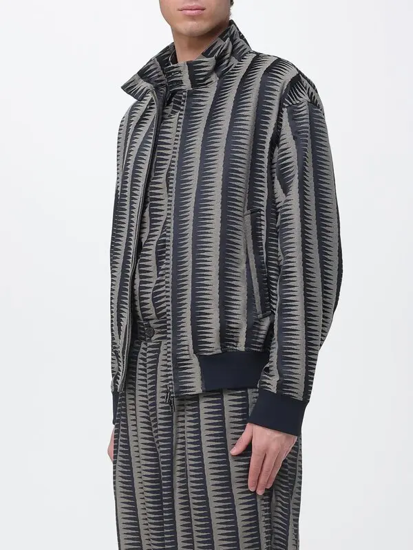 Emporio Armani Geometric Pattern Cotton Blend Bomber Jacket