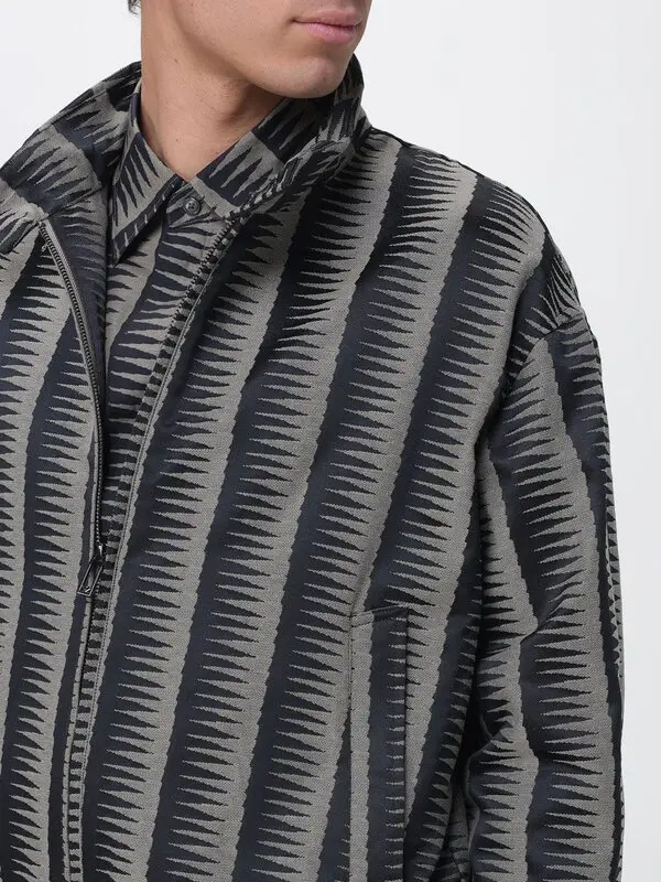 Emporio Armani Geometric Pattern Cotton Blend Bomber Jacket