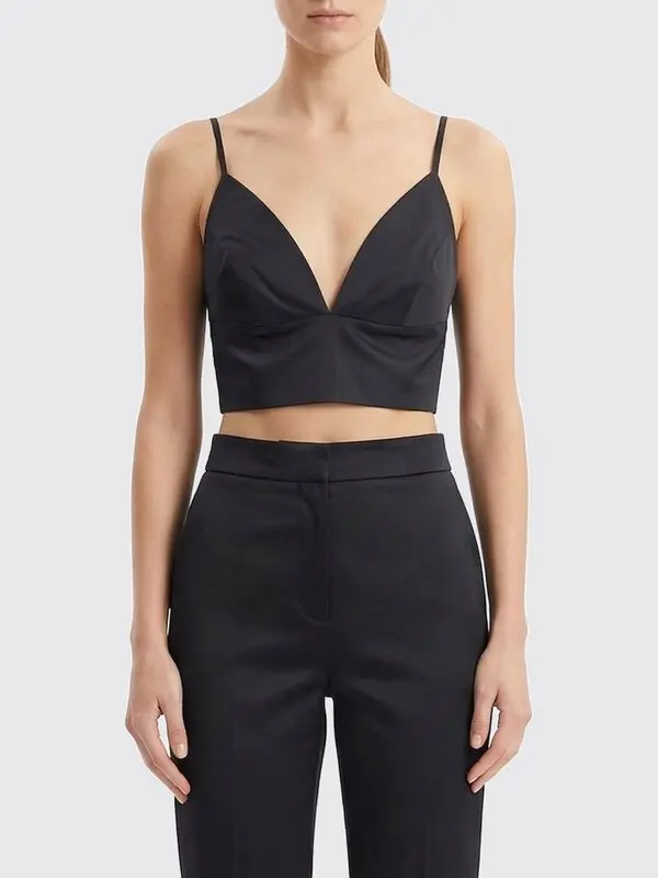 Federica Tosi Cropped V-neck Top - Black