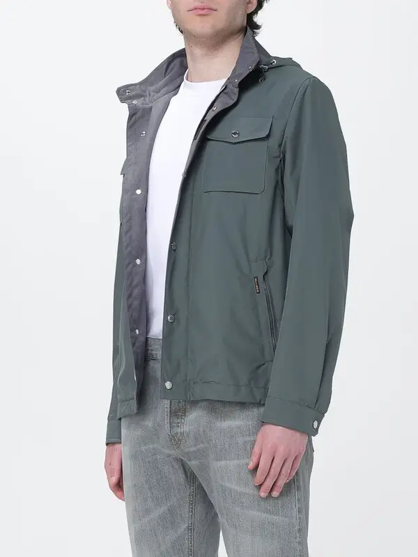 MOORER Solid Color Technical Fabric Windbreaker With Drawstring Hood