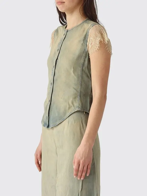DIESEL® Lace-sleeve Shirt - Stone Washed