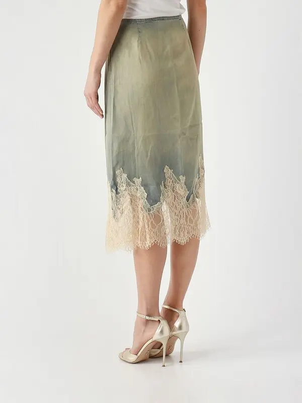 DIESEL® Midi Skirt With Lace Trim
