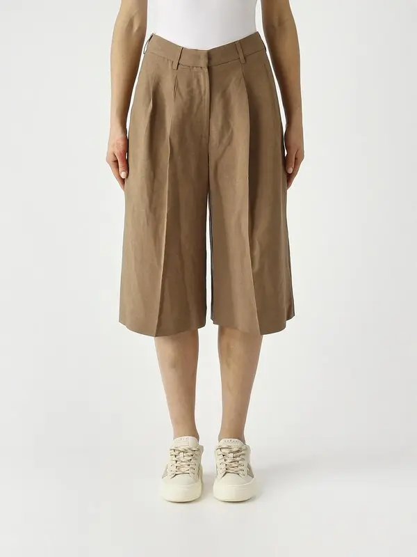 MEIMEIJ Linen Blend Bermuda Shorts - Brown