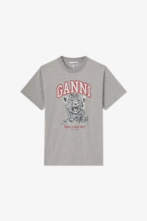 GANNI Tiger Graphic T-shirt - Grey