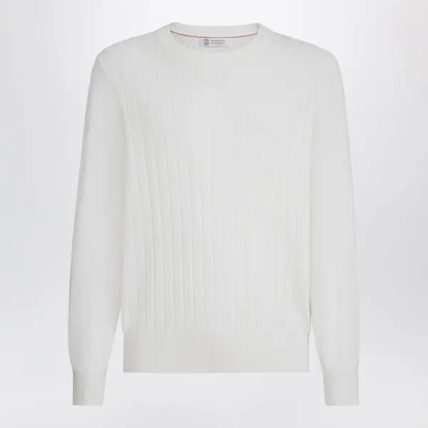 Brunello Cucinelli Ribbed Cotton Sweater - White