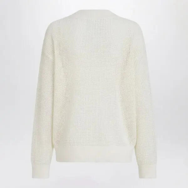 Brunello Cucinelli Cashmere Mesh Knit Sweater - White
