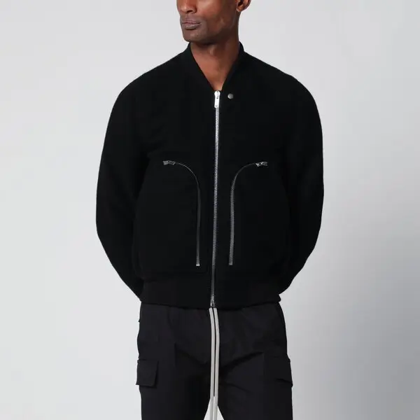 Rick Owens Virgin Wool Bomber Jacket With Zip - Black