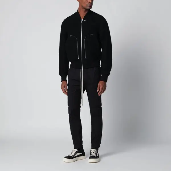 Rick Owens Virgin Wool Bomber Jacket With Zip - Black