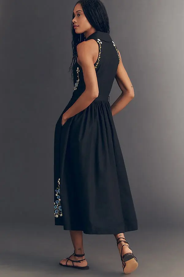 Avec Les Filles Tie-neck Cinched Midi Dress