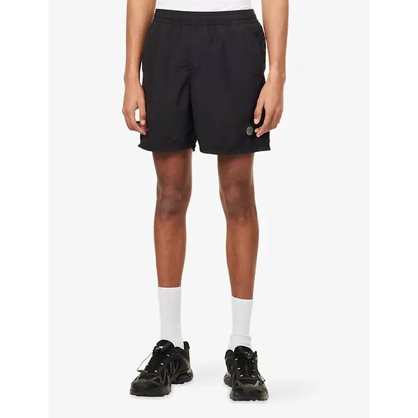 Stone Island Compass-patch Nylon Swim Shorts - Black