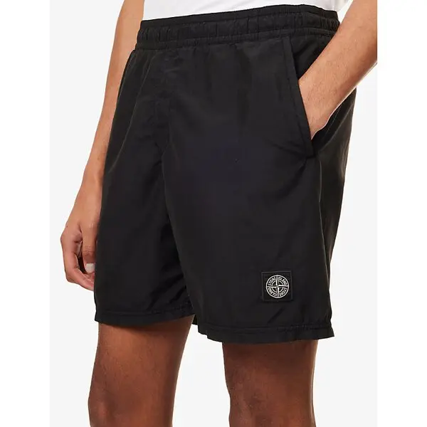 Stone Island Compass-patch Nylon Swim Shorts - Black