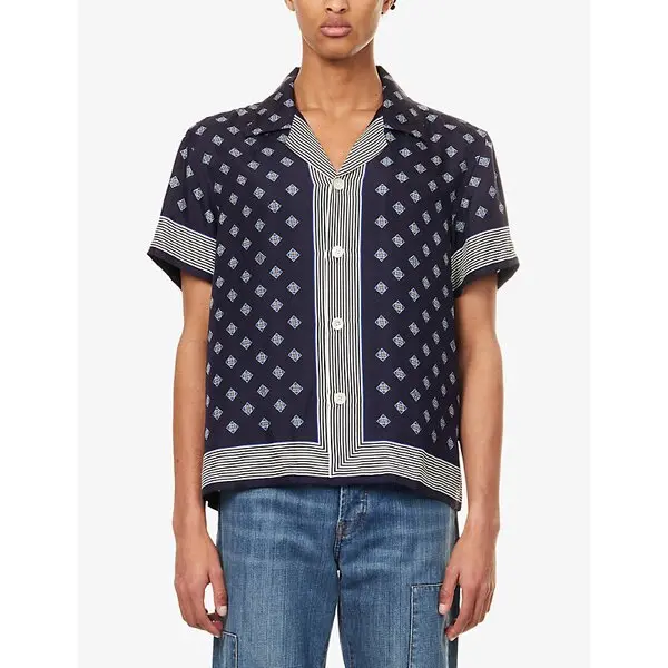 BODE Foyer Diamond Short-sleeve Silk Shirt