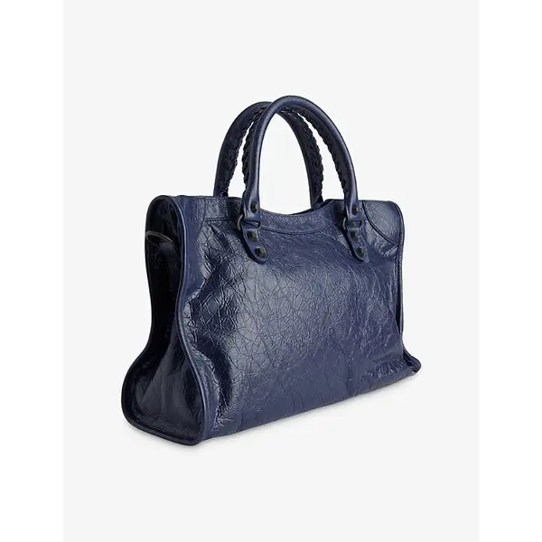 Balenciaga Le City Medium Leather Shoulder Bag - Dark Maree