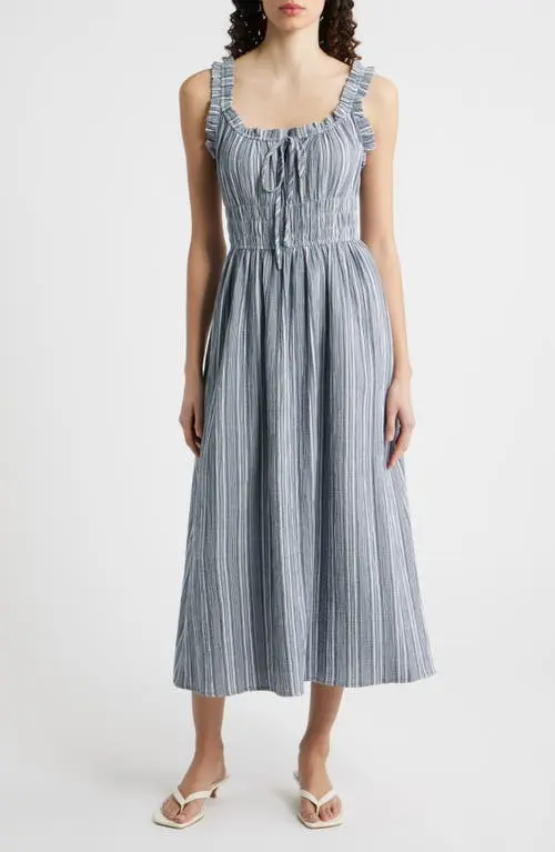 FRNCH Obea Variegated Stripe Organic Cotton Sundress - Bleu Jean