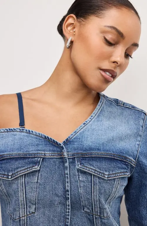 Good American One-shoulder Cutaway Denim Shirt