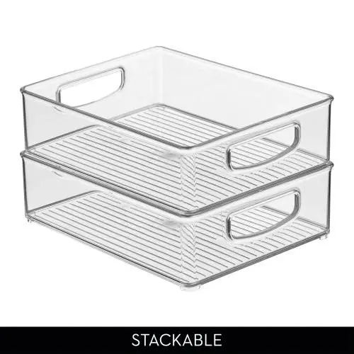 LINUS Plastic Stackable Pantry Bin With Handles, Set Of 4