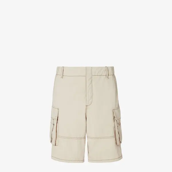 Fendi Relaxed Cargo Bermuda Shorts In Cotton Gabardine - Beige