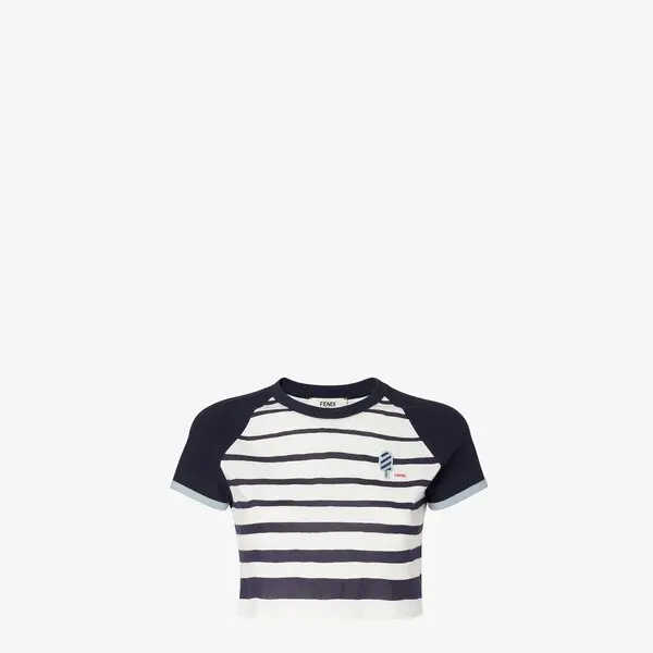 Fendi Cropped Cotton Jersey T-shirt - Blue