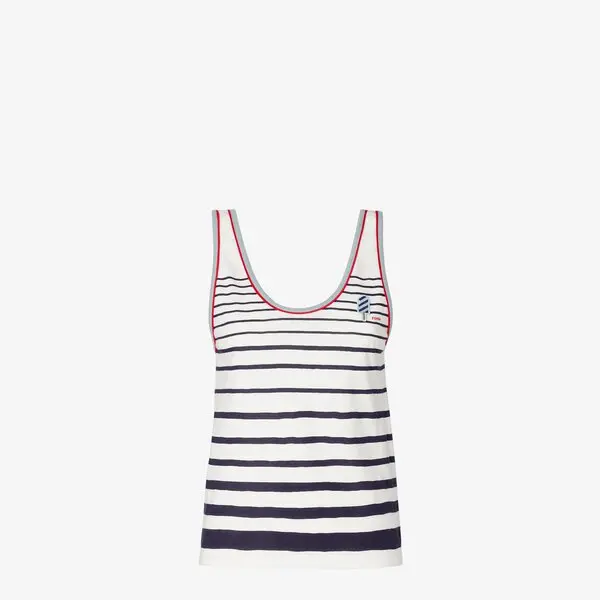 Fendi Striped Cotton Jersey Top - Blue