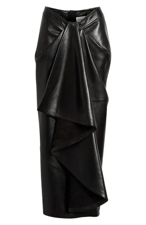 Givenchy Draped Plongé Lambskin Leather Skirt - Black