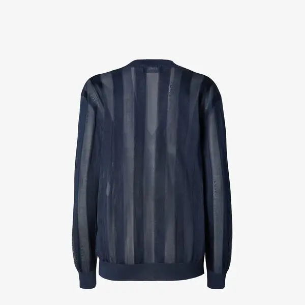 Fendi Striped Silk And Cotton Jumper - Blue