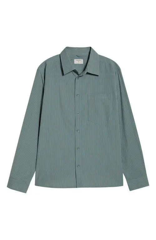 Halogen Stripe Crop Cotton Poplin Button-up Shirt - Rich Black