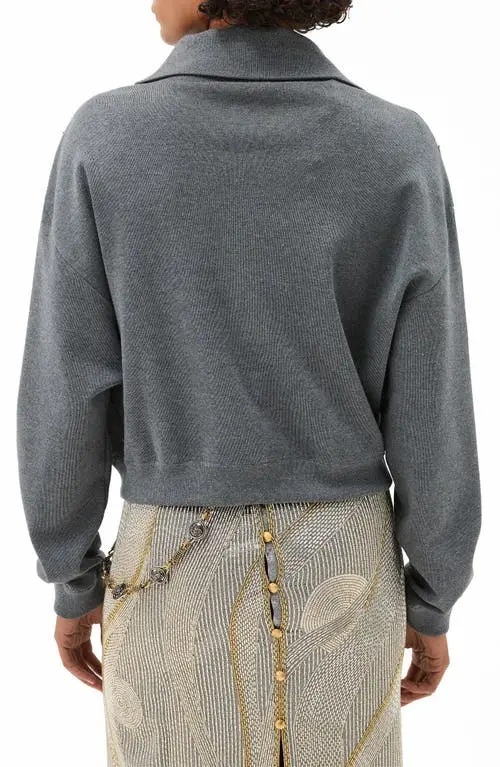 Versace Leather Stripe Knit Jacket