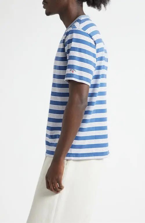 NOAH Stripe Ringer T-shirt - Navy/white