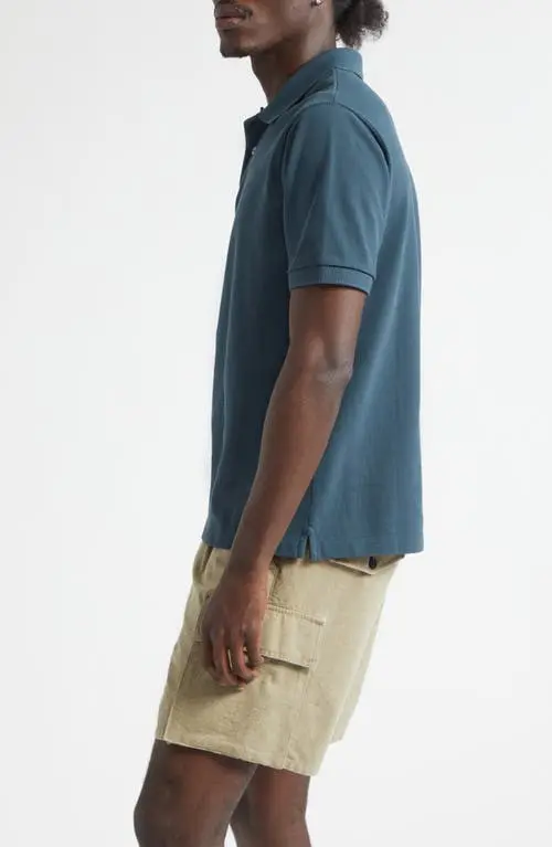 NOAH Embroidered Iris Cotton Piqué Polo - Emerald