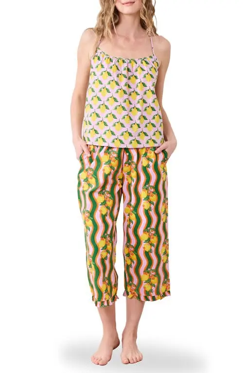 PRINTFRESH Lemon Print Organic Cotton Pajamas - Limoncello
