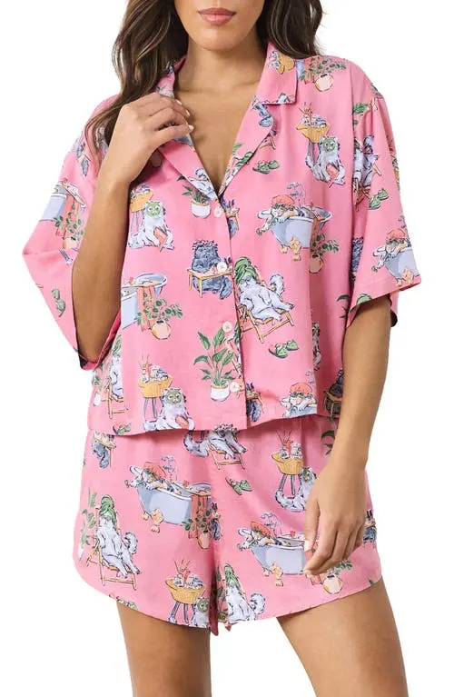 PRINTFRESH Sweet Dreams Satin Pajamas - Pink Polish