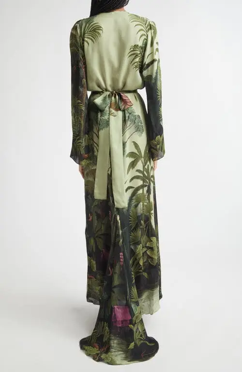 Johanna Ortiz Rodeo Rhythms Long Sleeve Silk Maxi Dress