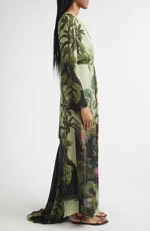 Johanna Ortiz Rodeo Rhythms Long Sleeve Silk Maxi Dress