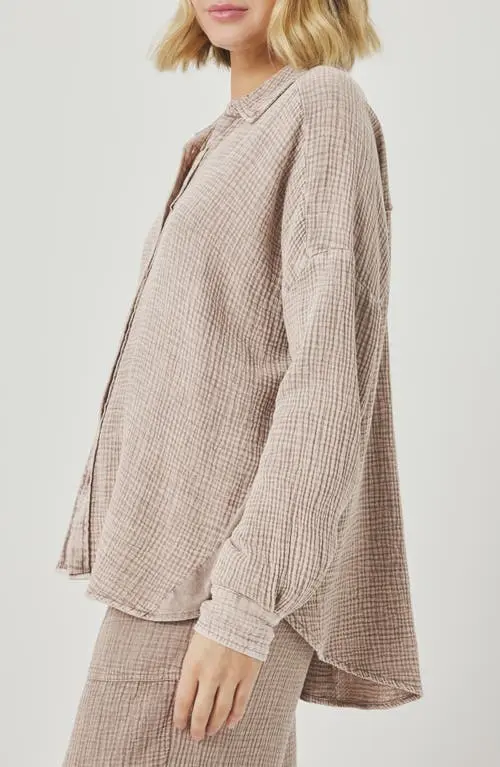 Splendid Ava Cotton Gauze Button-up Shirt - Light Wicker Brown