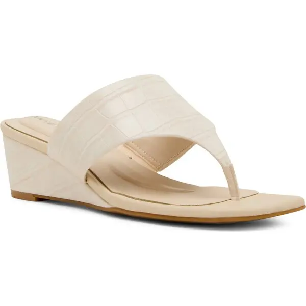Anne Klein Wedge Sandal - Bone Croco