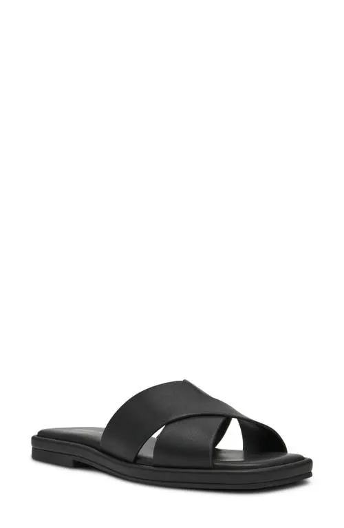 Anne Klein Khloe Crossover Strap Slide Sandal - Black