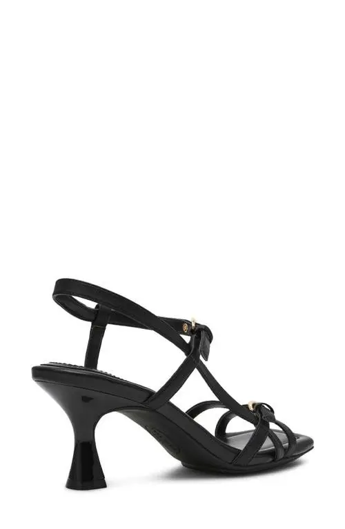 Anne Klein Jaydyn Kitten Heel Sandal - Black Smooth